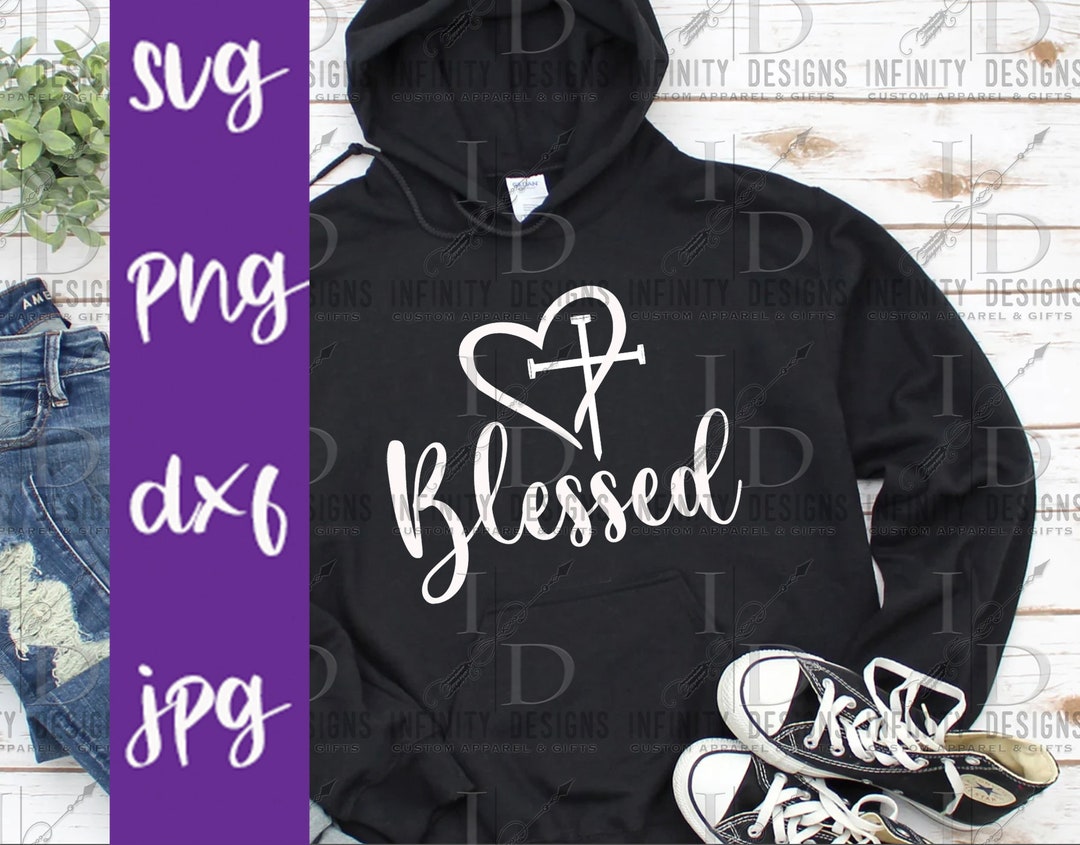BLESSED Heart PNG, SVG, Sublimation, Cross, Love, Religious, Multiple ...
