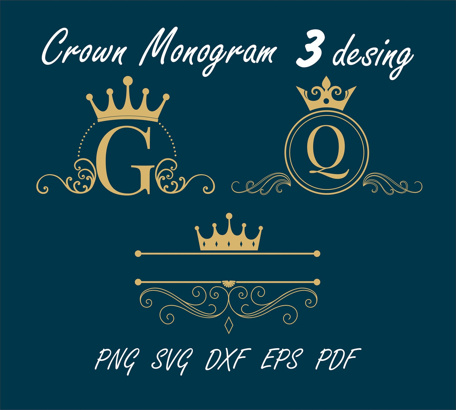 Crown monogram svg crown svg crown clip art Royal frame | Etsy