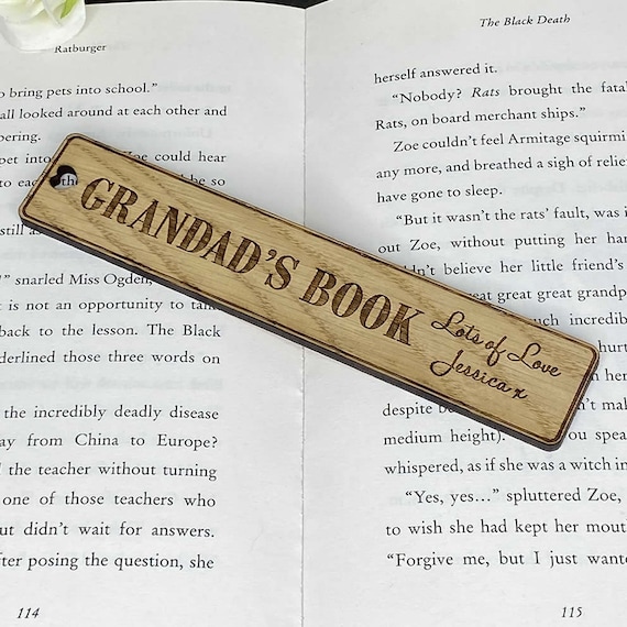Personalised Grandad's Bookmark Oak Wooden Laser Engraved | Etsy