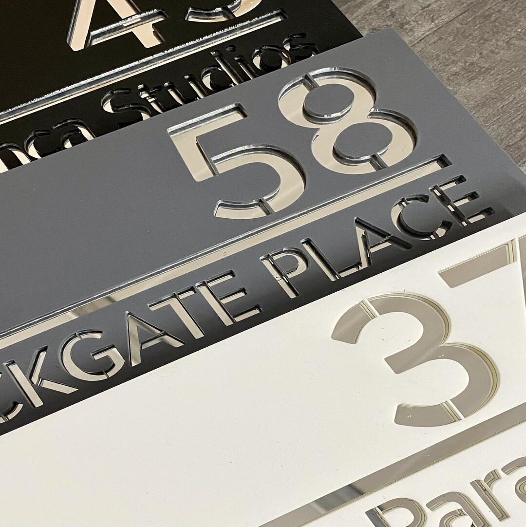 Personalised House Number Door Sign, Anthracite Grey, Rose Gold Custom ...