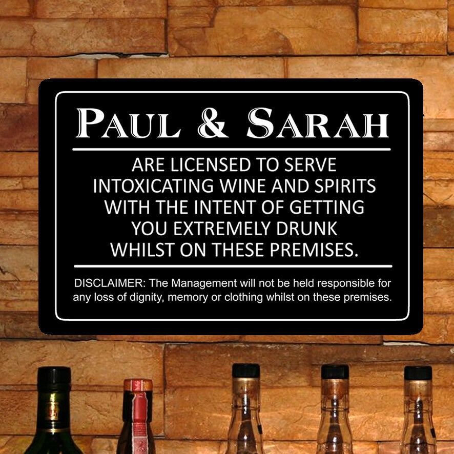Funny Personalised Home Bar Licence Sign Metal Tin | Etsy UK