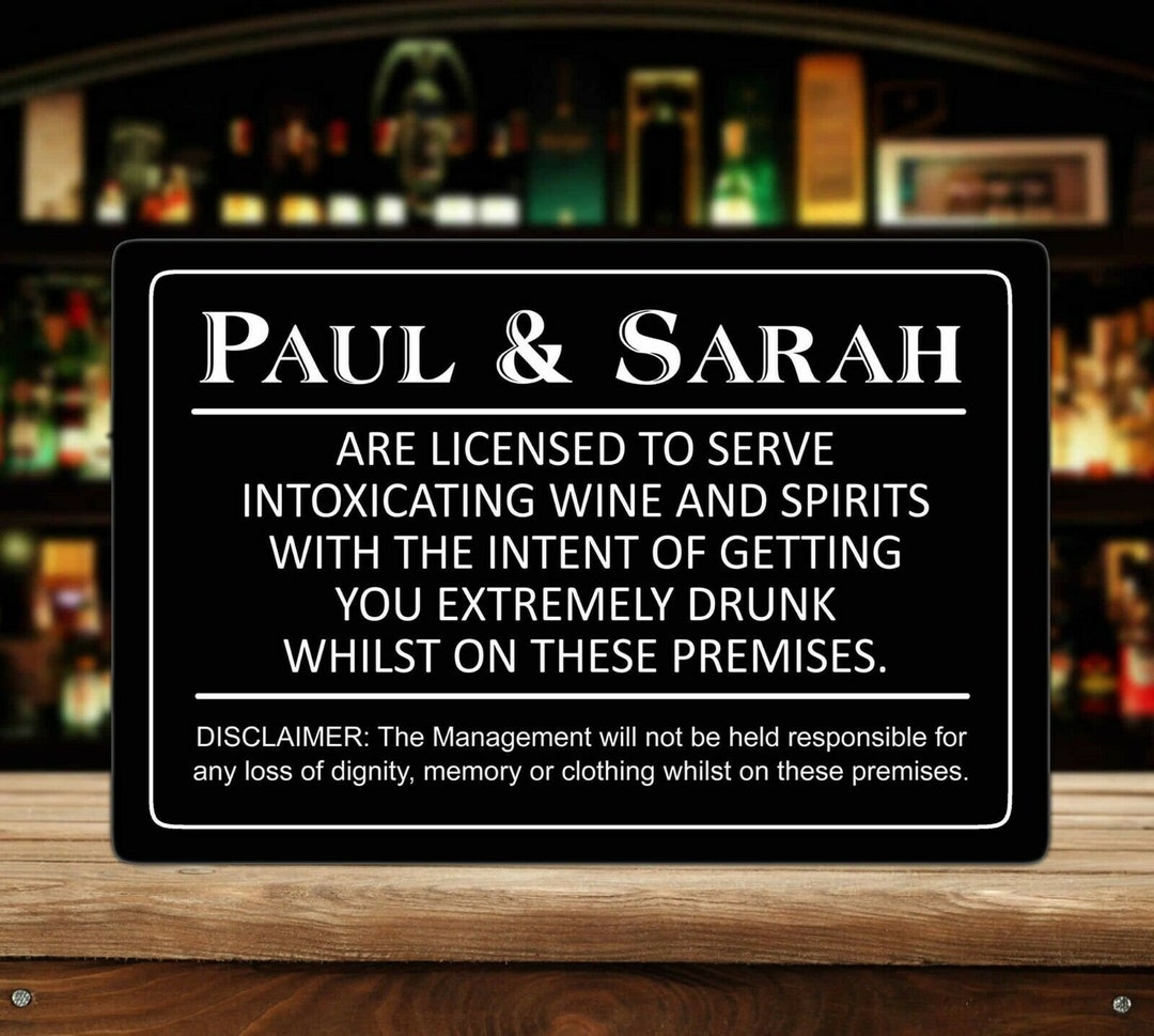 Funny Personalised Home Bar Licence Sign, Metal Tin Sign/plaque Man ...