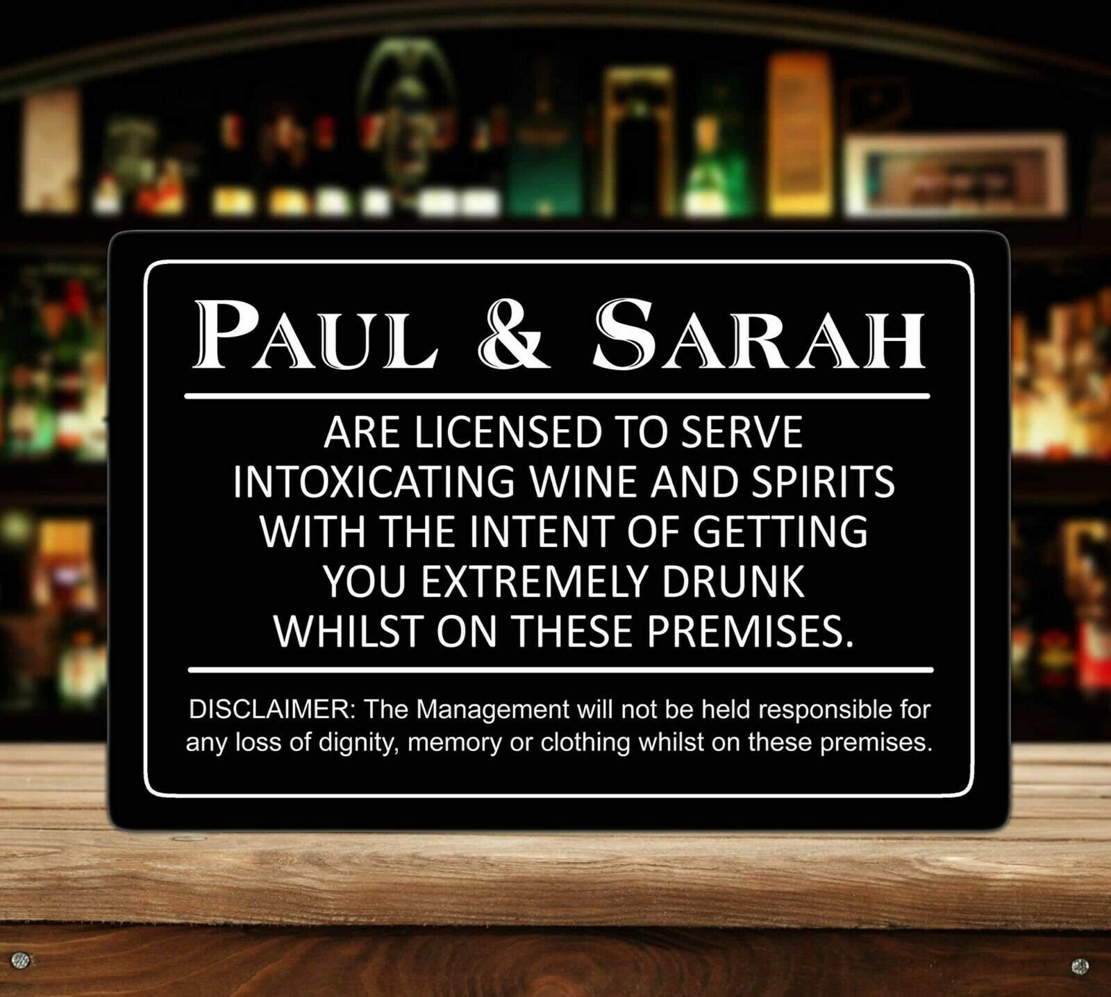 Funny Personalised Home Bar Licence Sign, Metal Tin Sign/plaque Man ...