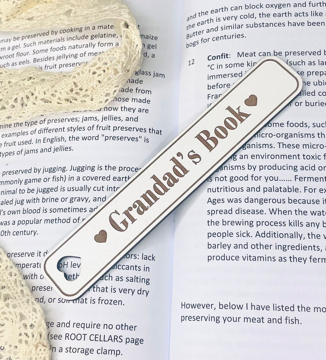 Grandad's Bookmark White Wooden Laser Engraved Bookmarker Birthday ...