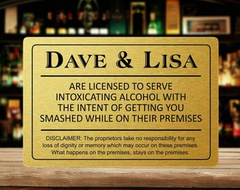 Funny Personalised Home Bar Licence Sign Metal Tin | Etsy UK