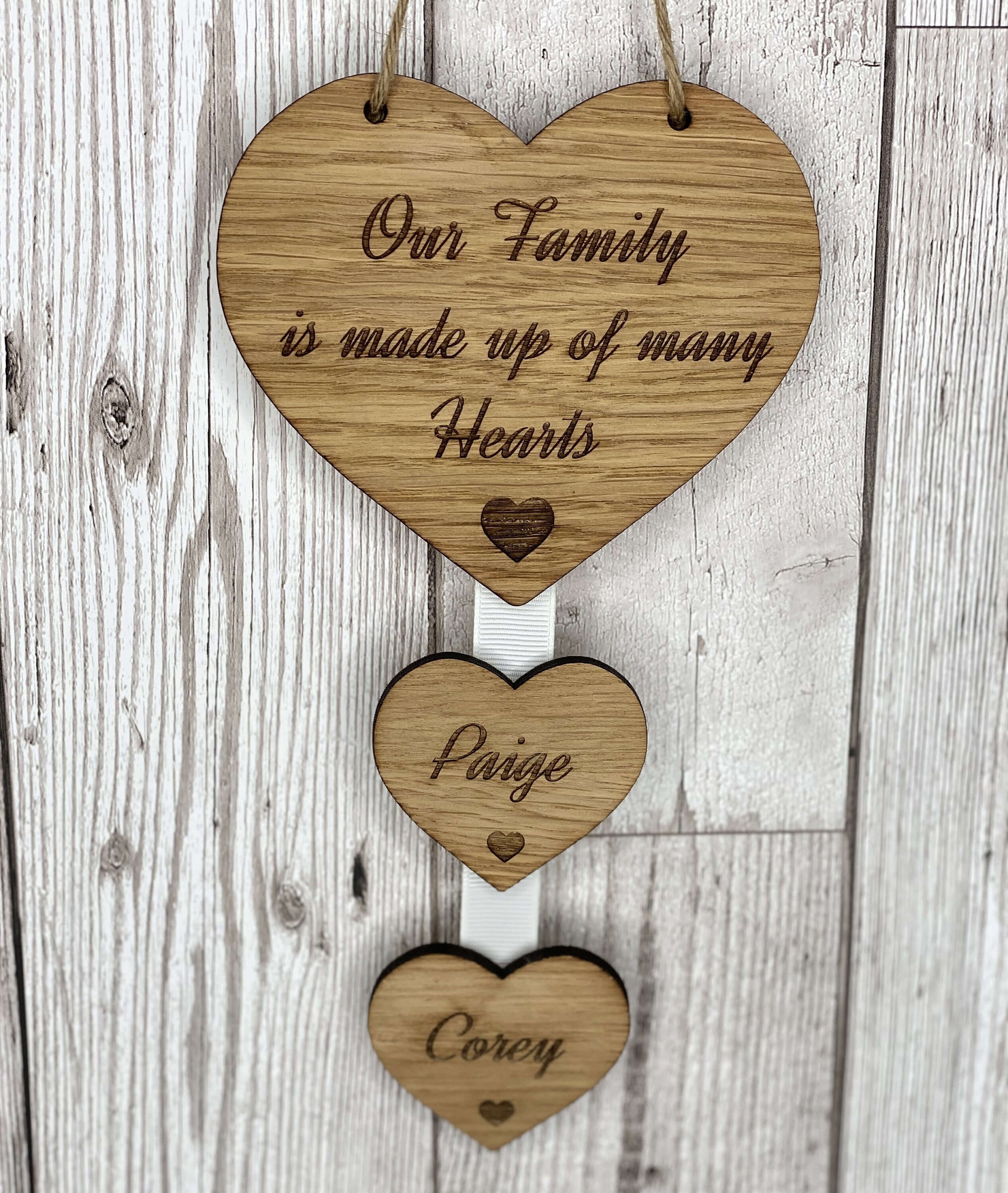 Personalised 'our Family is Made up of Many Hearts' Hanging Sign ...