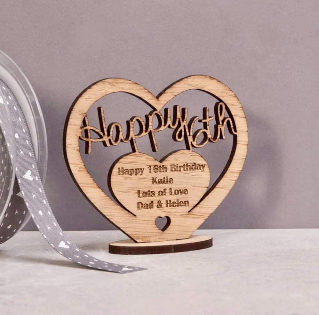 Personalised Wooden Freestanding Heart, Birthday Gift, Birthday ...