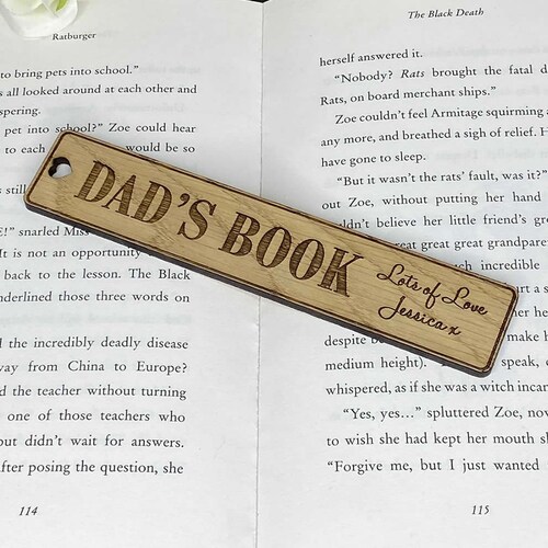 Personalised Grandad's Bookmark Oak Wooden Laser Engraved | Etsy