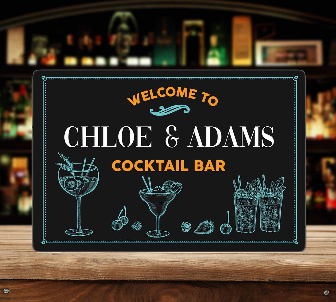 Personalised Home Cocktail Bar Sign, Metal Aluminium Sign/plaque Man ...
