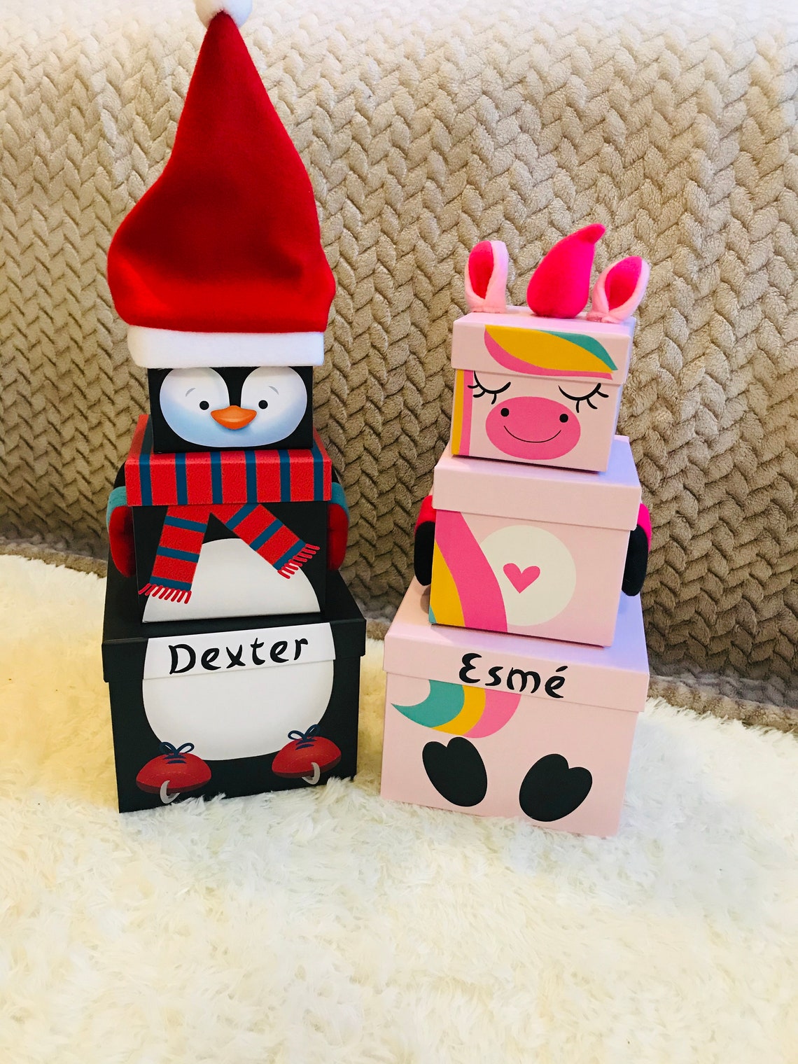 Personalised Plush Stacking Gift Boxes Christmas Eve Box - Etsy Canada