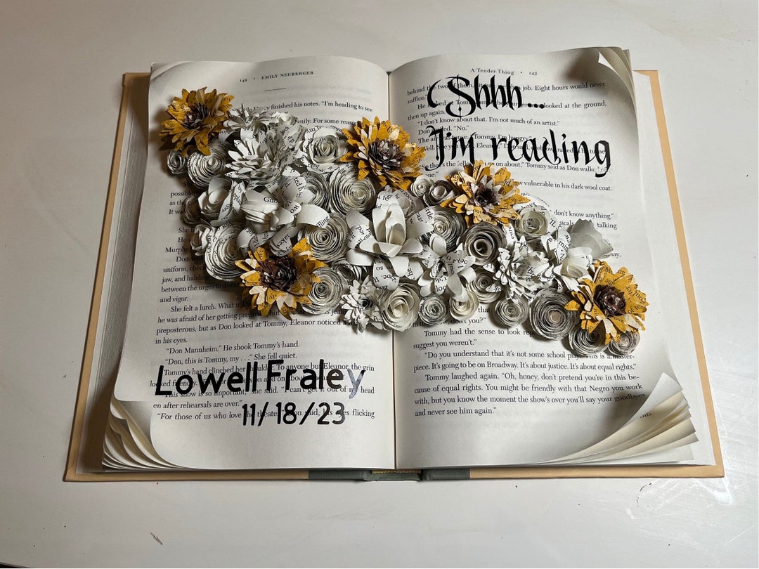 Book Art, Sculpture, Paper Flower With Sunflowers Reading Lover's ...