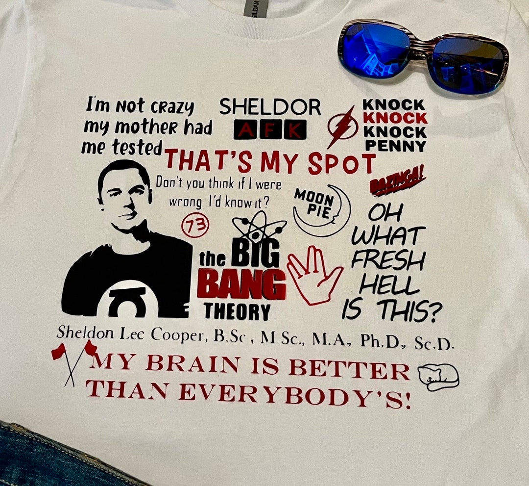 The Big Bang Theory Sheldon Cooper T-shirt Famous One Liners Sz Xs to ...