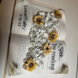 Book Art, Sculpture, Paper Flower With Sunflowers Reading Lover's ...