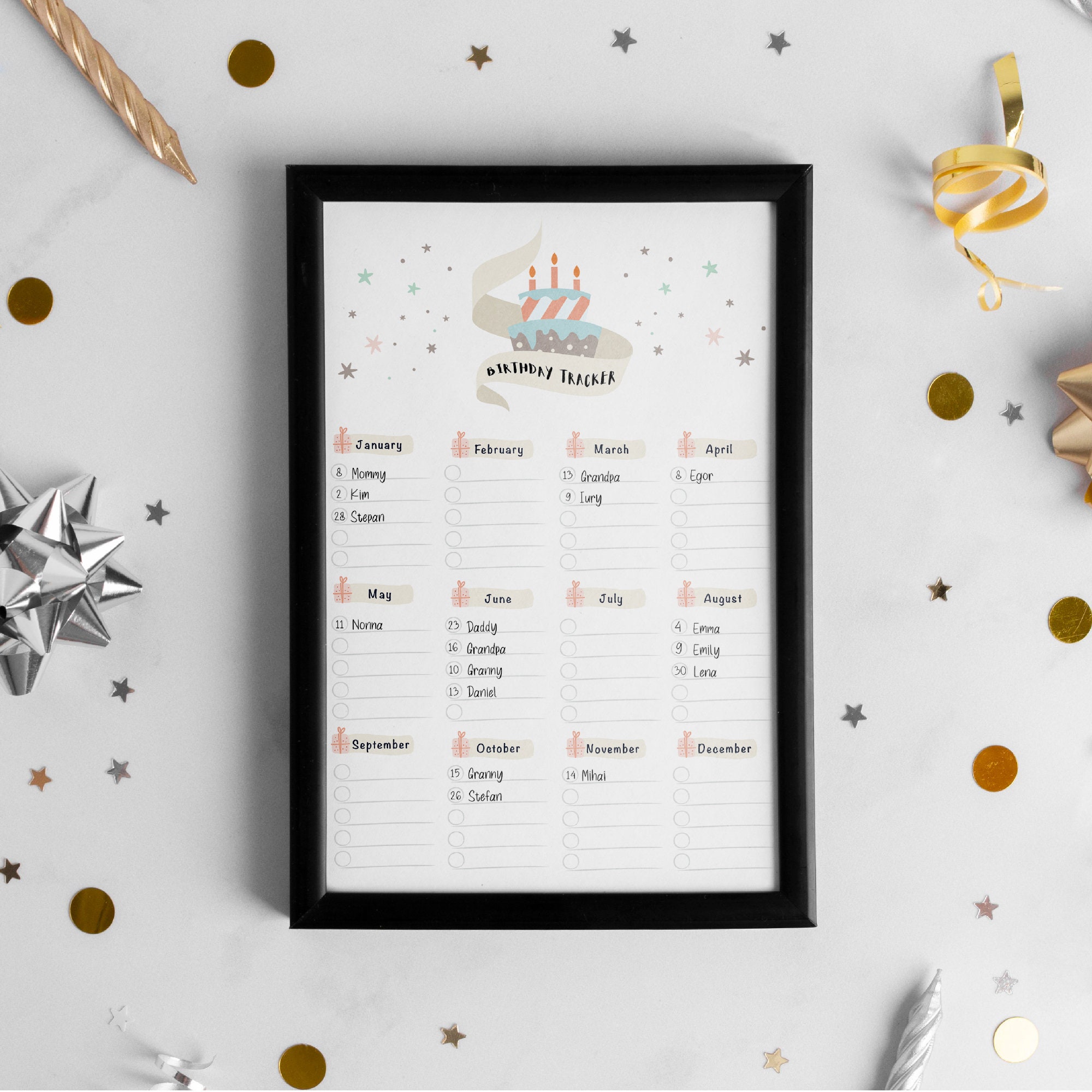 Birthday Tracker Birthday Log Anniversary Calendar Bullet - Etsy