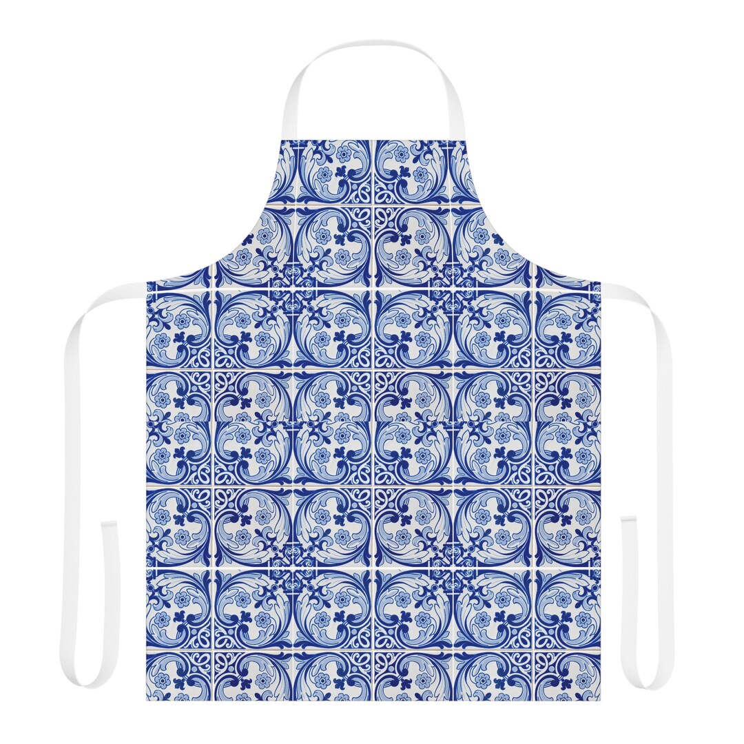 Capri Print Italian Blue and White Tile Apron - Etsy