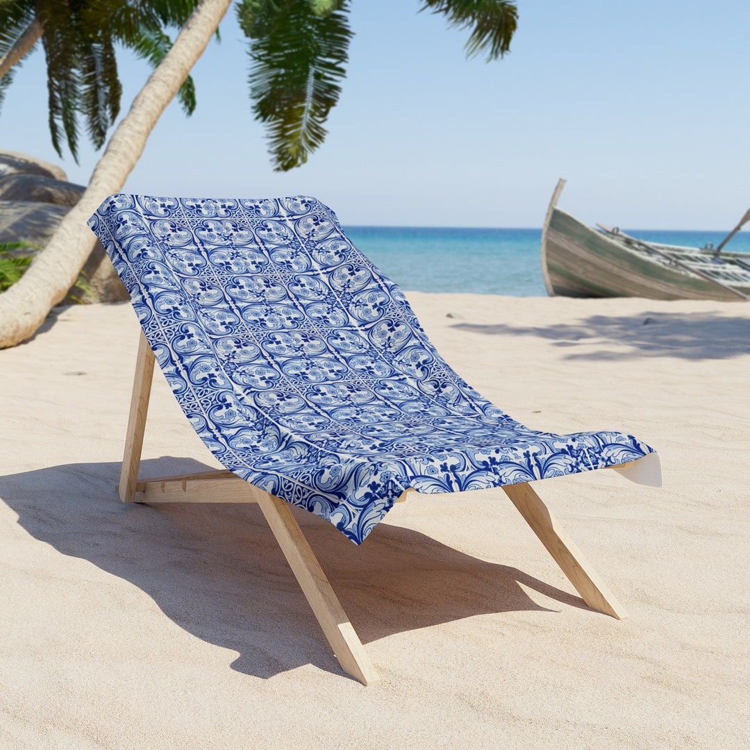 Italian Tile Beach Towel, Amalfi Coast Blue and White, Capri Towel ...