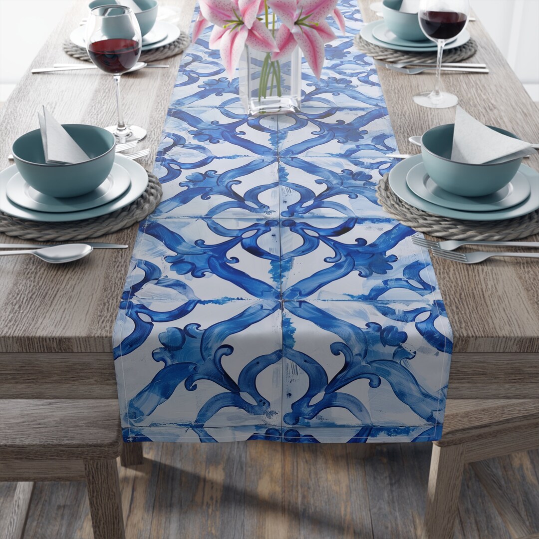Amalfi Italian Tile Table Runner, Capri Italy Bridal Shower or Baby ...