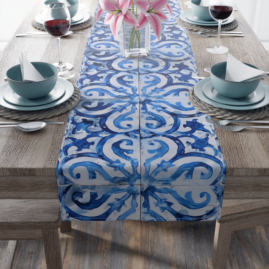 Ravello Italian Tile Table Runner, Capri Italy Bridal Shower or Baby ...