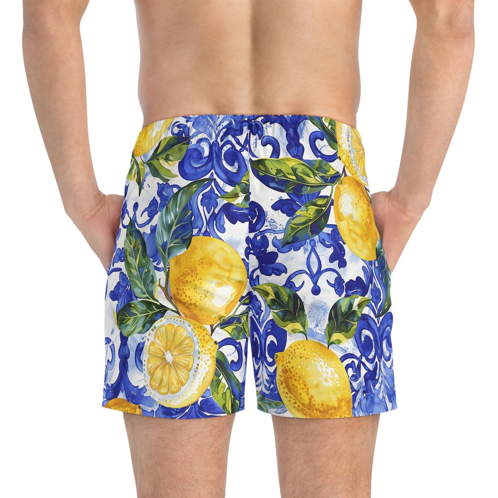 Italian Amalfi Men's Swim Trunks, Italy Lemon Swim Suit, Bathing Suit ...