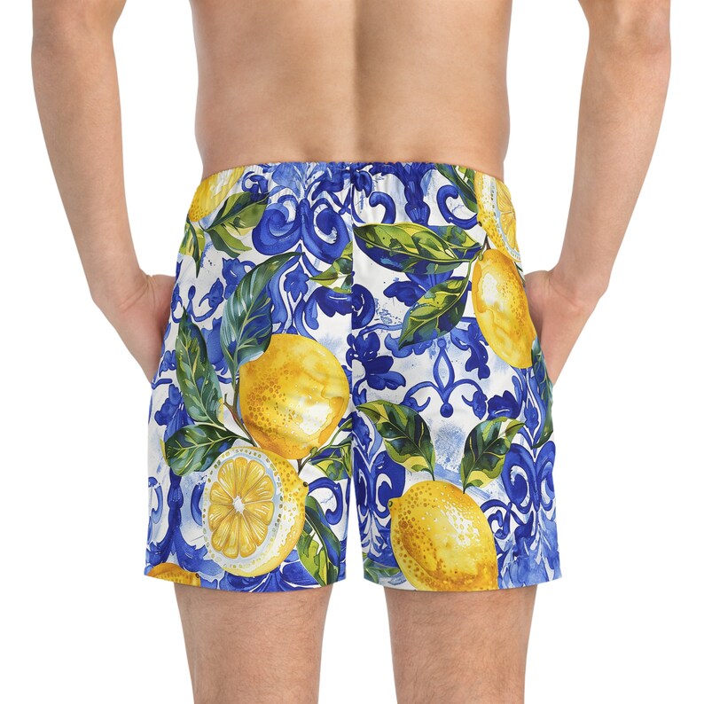 Italian Amalfi Men's Swim Trunks, Italy Lemon Swim Suit, Bathing Suit ...