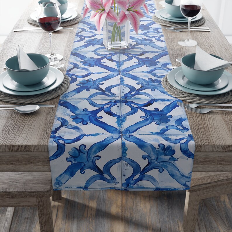 Amalfi Italian Tile Table Runner, Capri Italy Bridal Shower or Baby ...