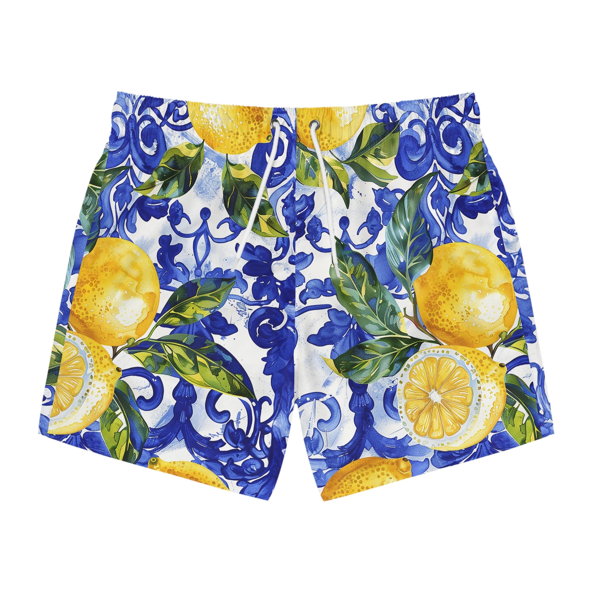 Italian Amalfi Men's Swim Trunks, Italy Lemon Swim Suit, Bathing Suit ...