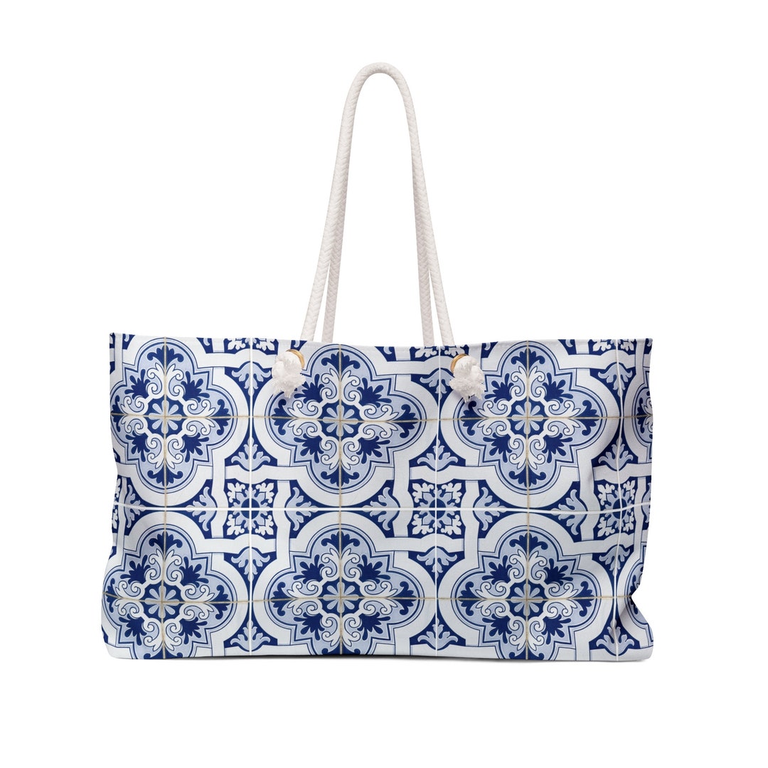 Amalfi Coast Majolica Tile Tote Bag, Capri Style Tote, Blue and White ...