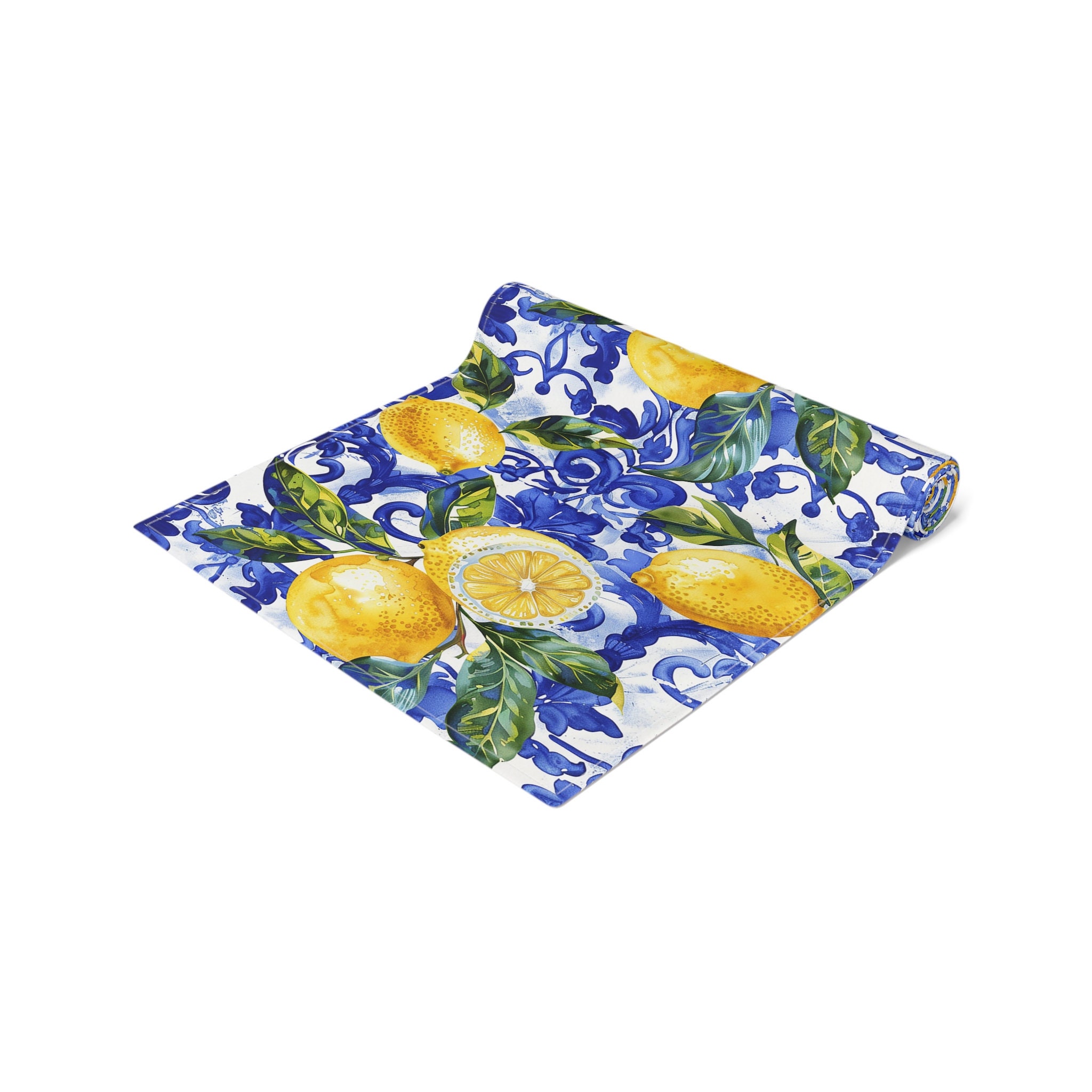 Italy Tiles With Lemons Table Runner, Capri Italy Bridal Shower, Lemon ...
