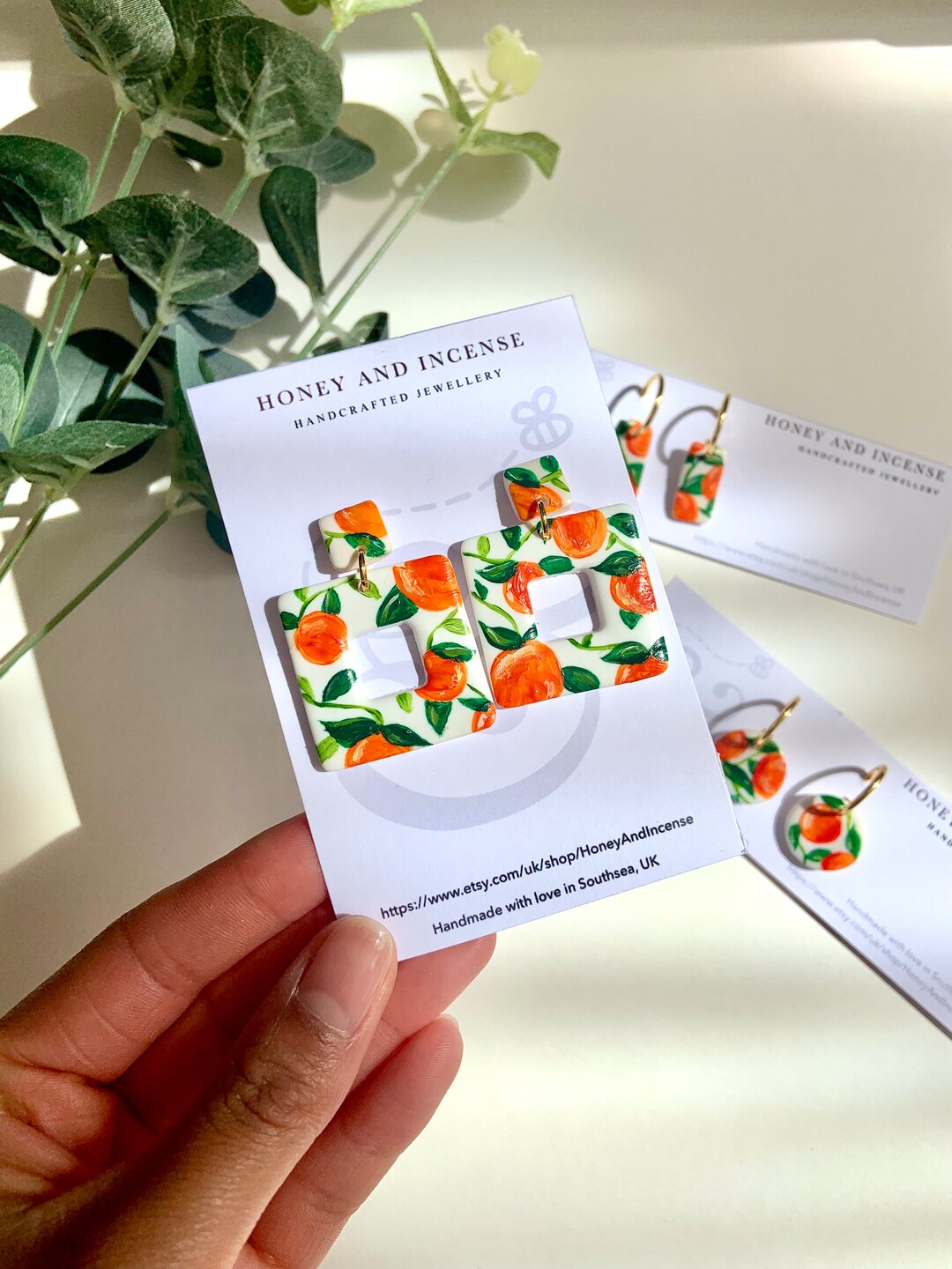 The Valencia Orange Hand-painted Polymer Clay Earrings Fruit Theme ...