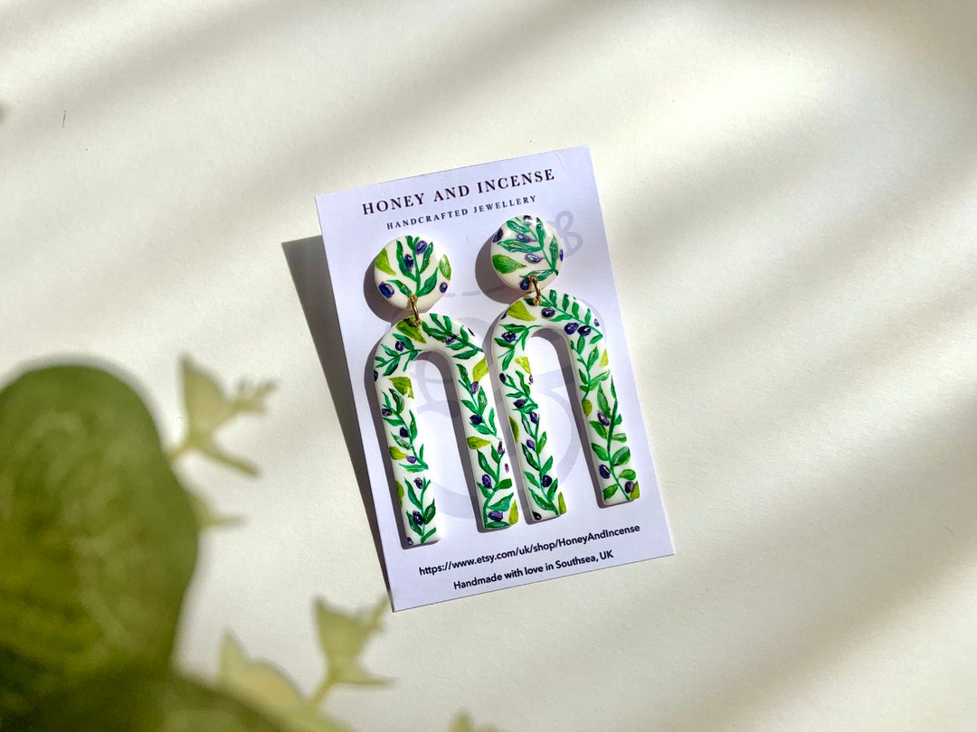 The Kalamata Olive Hand-painted Polymer Clay Earrings Statement ...