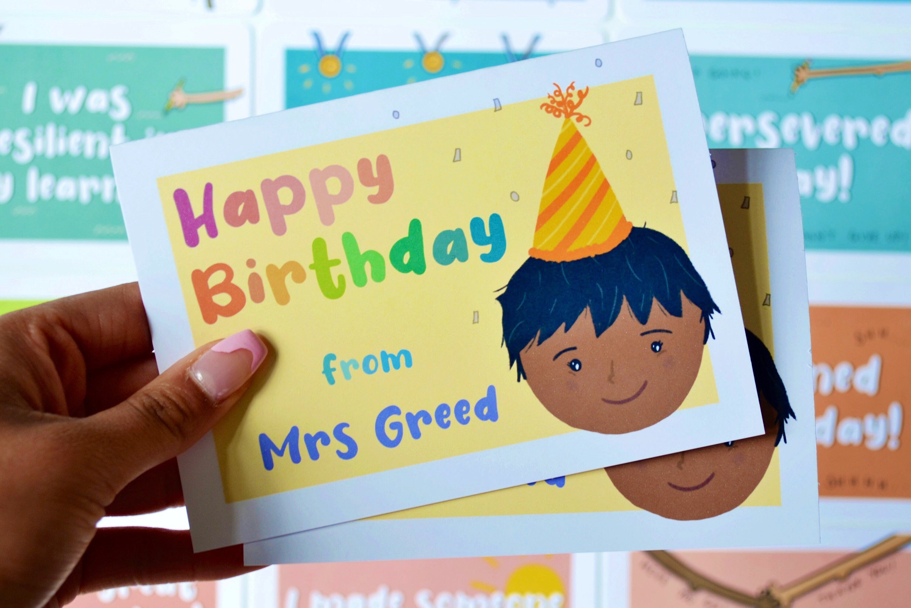 32 Personalised Teacher Birthday Cards Classroom Birthday - Etsy UK