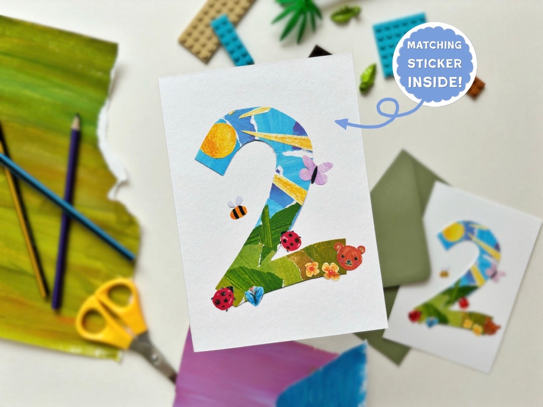 2nd Birthday Card | Two Year Old Card With Matching Age Sticker! | Cute ...