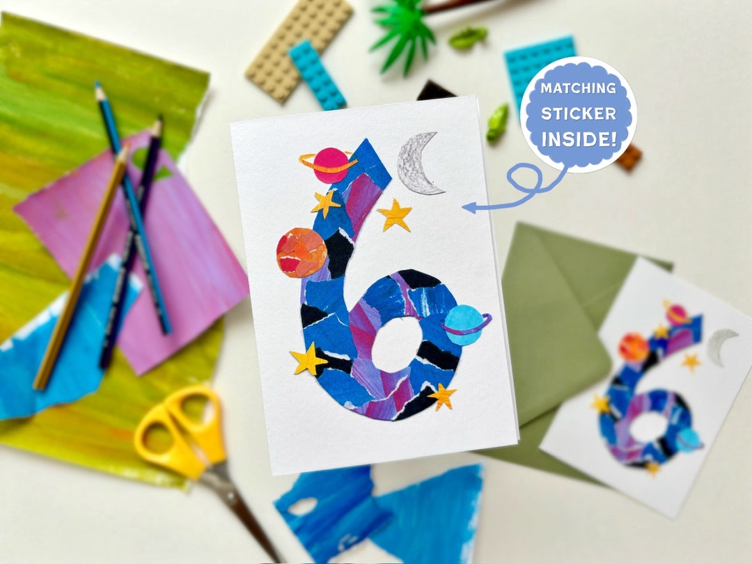 6th Birthday Card | Six Year Old Card With Matching Age Sticker! | Cute ...