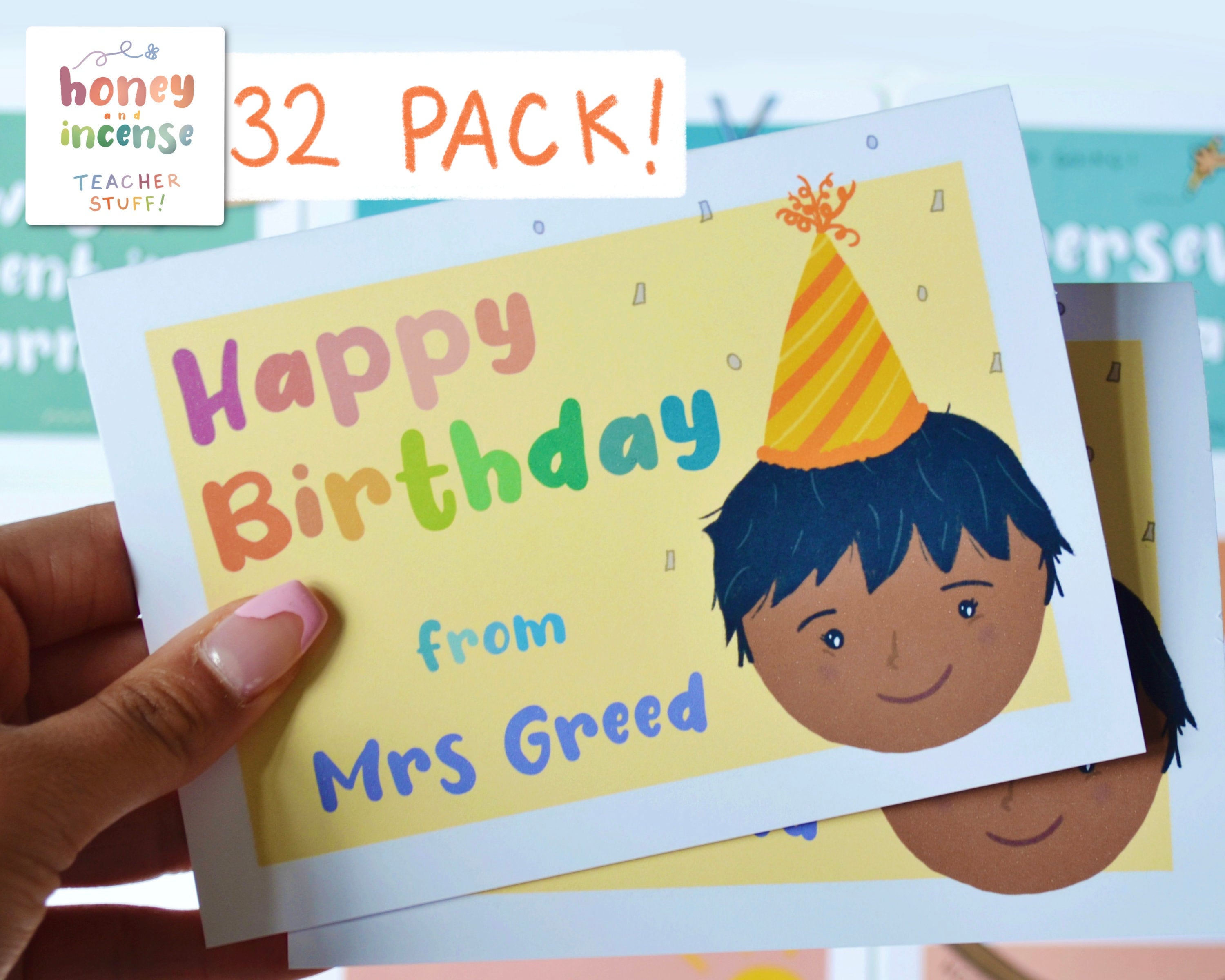 32 Personalised Teacher Birthday Cards Classroom Birthday - Etsy UK
