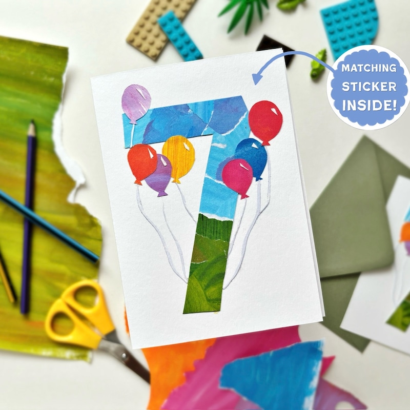 Seven Year Old Birthday Card - Etsy