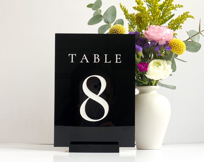 Black and White Wedding Acrylic Table Number, Modern Acrylic Table ...