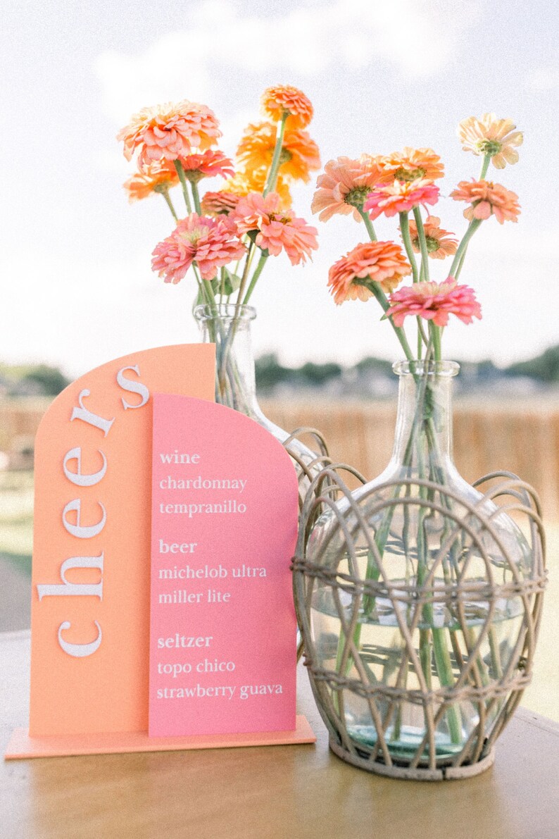 Modern Arch Acrylic Bar Sign Wedding Pink and Orange Acrylic - Etsy