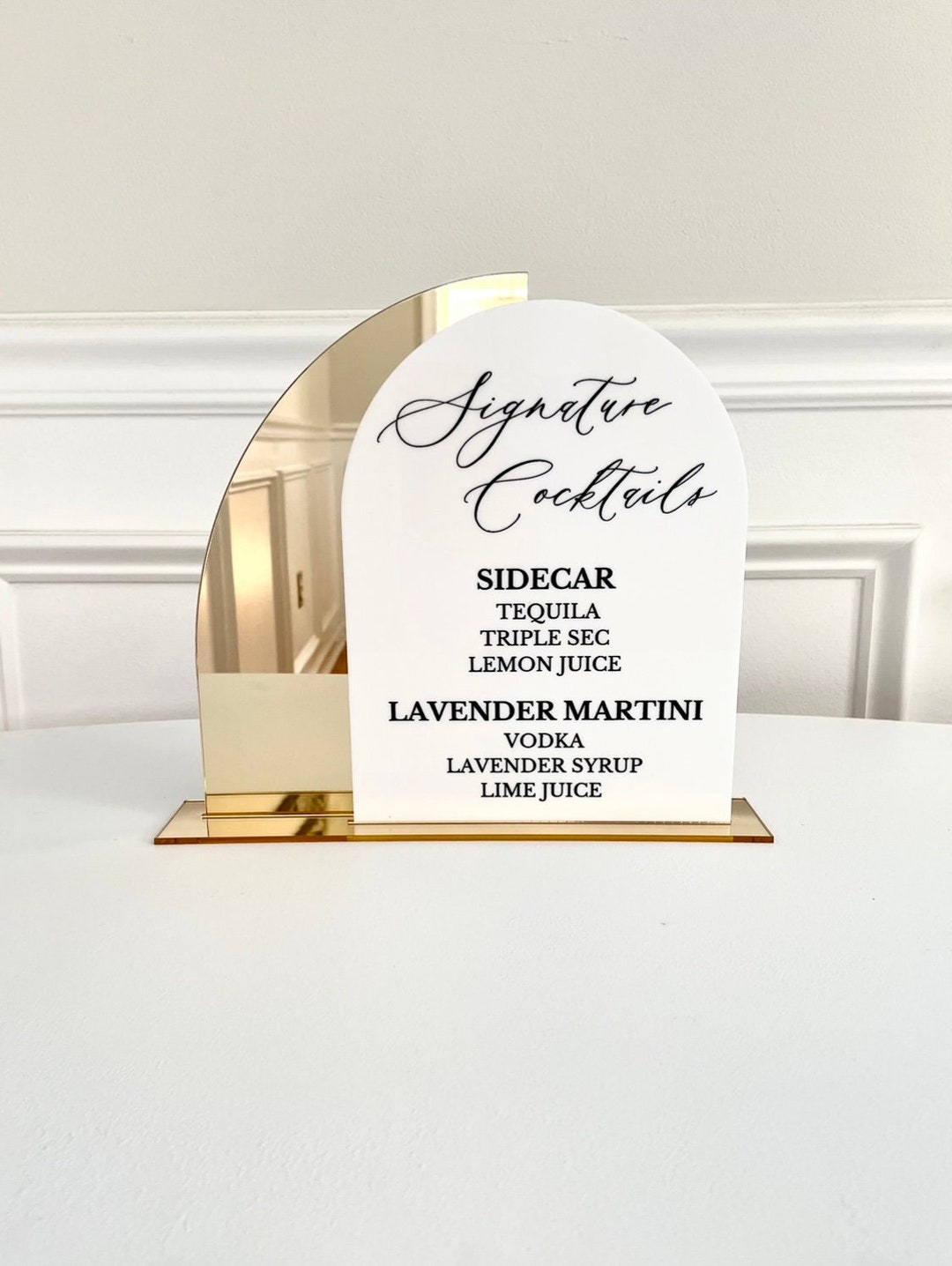 Arch Signature Cocktail Acrylic Sign Elegant Gold and White - Etsy