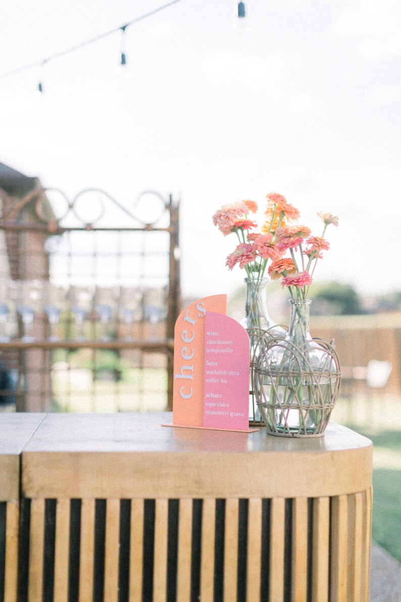 Modern Arch Acrylic Bar Sign Wedding Pink and Orange Acrylic - Etsy