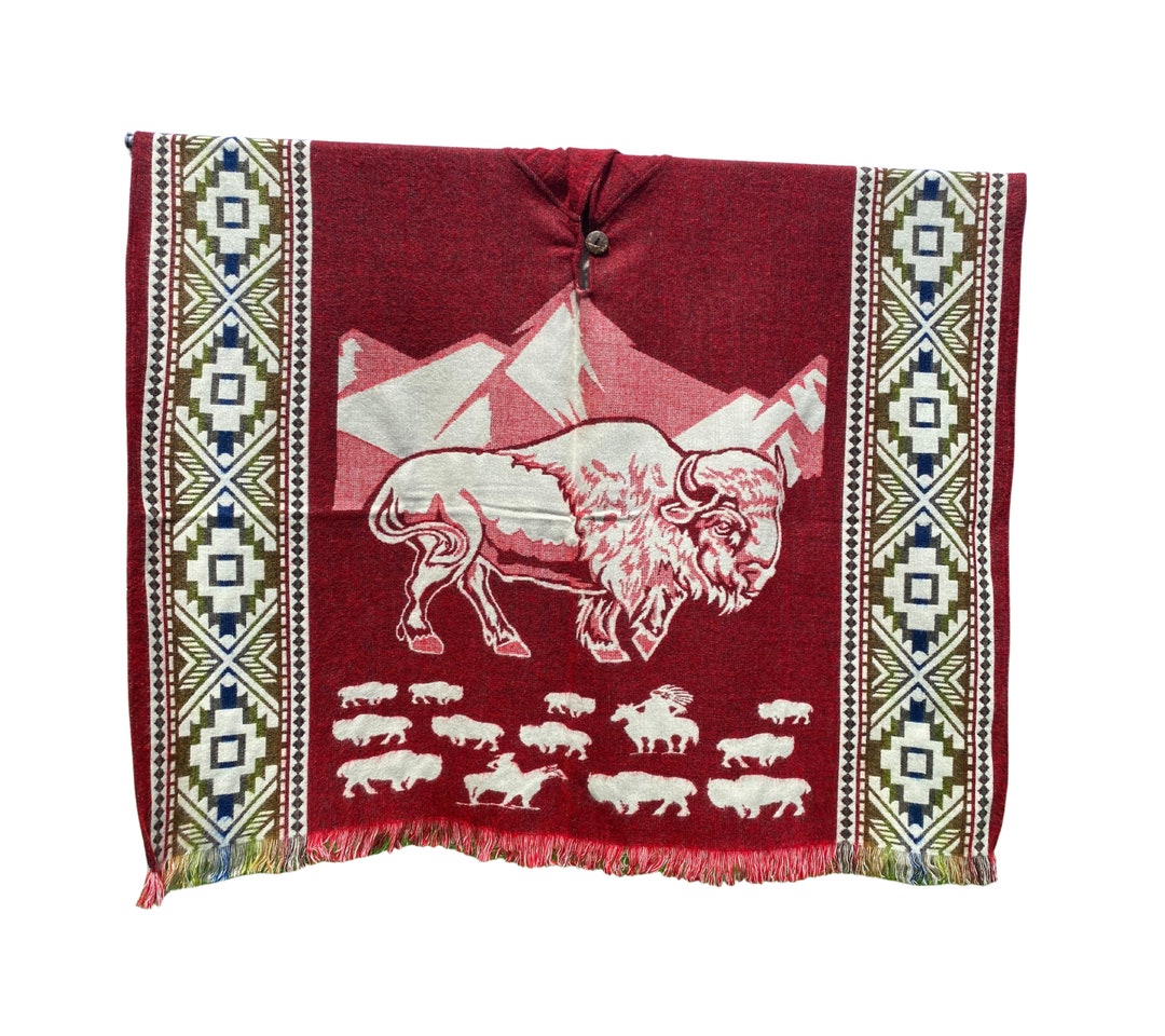Woven Buffalo Poncho, Alpaca Blend, Unisex Fit - Etsy