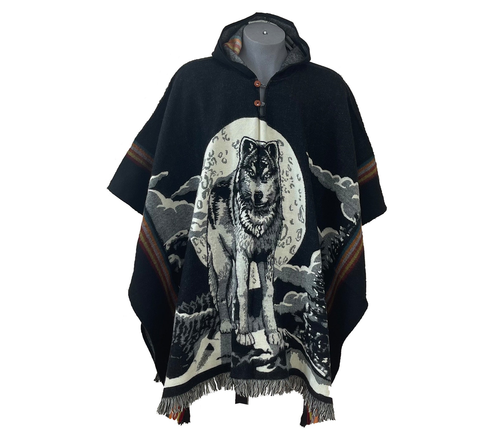 Alpaca Wool Poncho. Wolf Poncho. Fairtrade Poncho. Poncho for - Etsy
