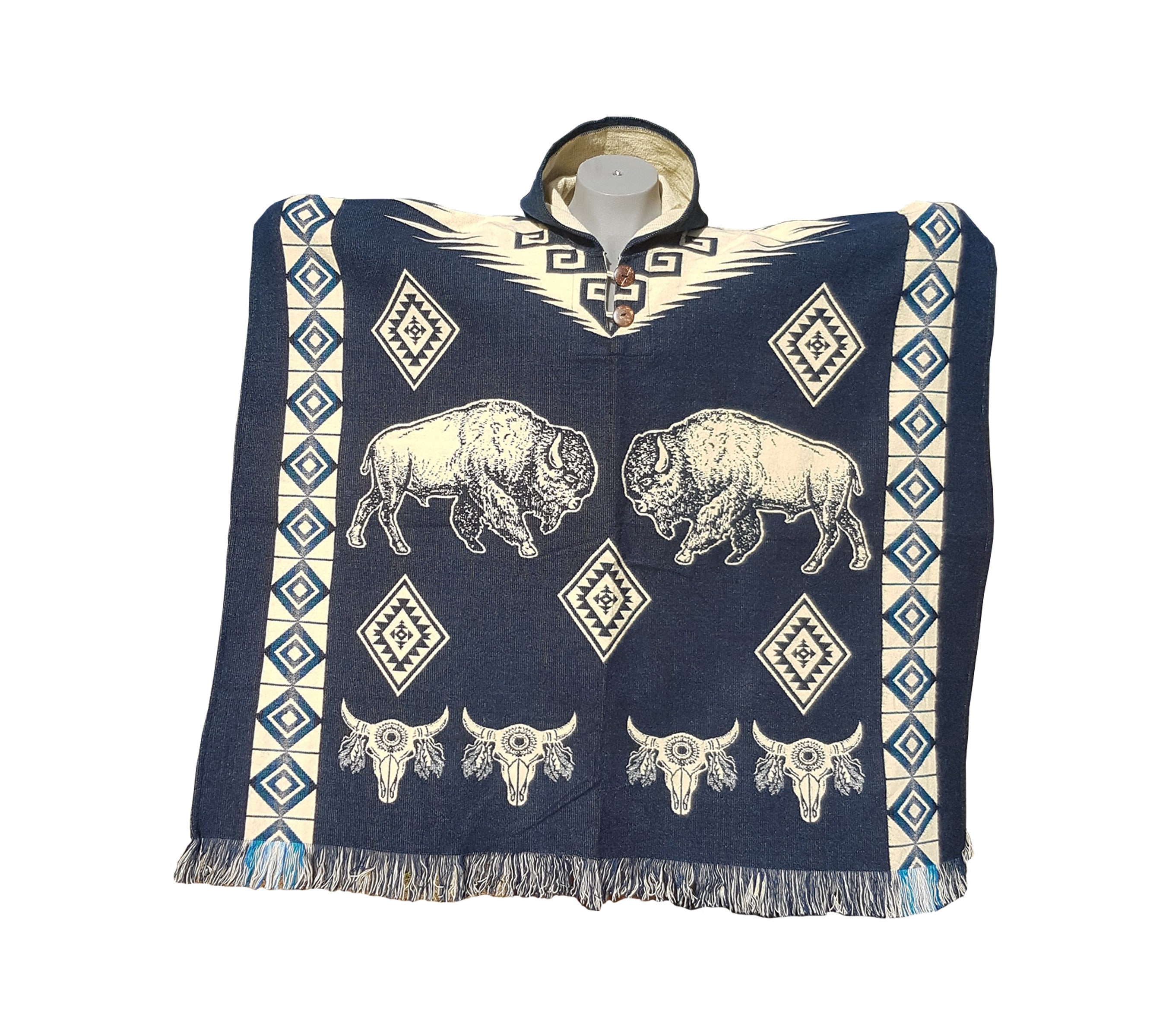 Bison Poncho. Hand Woven Poncho. Buffalo Poncho. Western Style Poncho ...