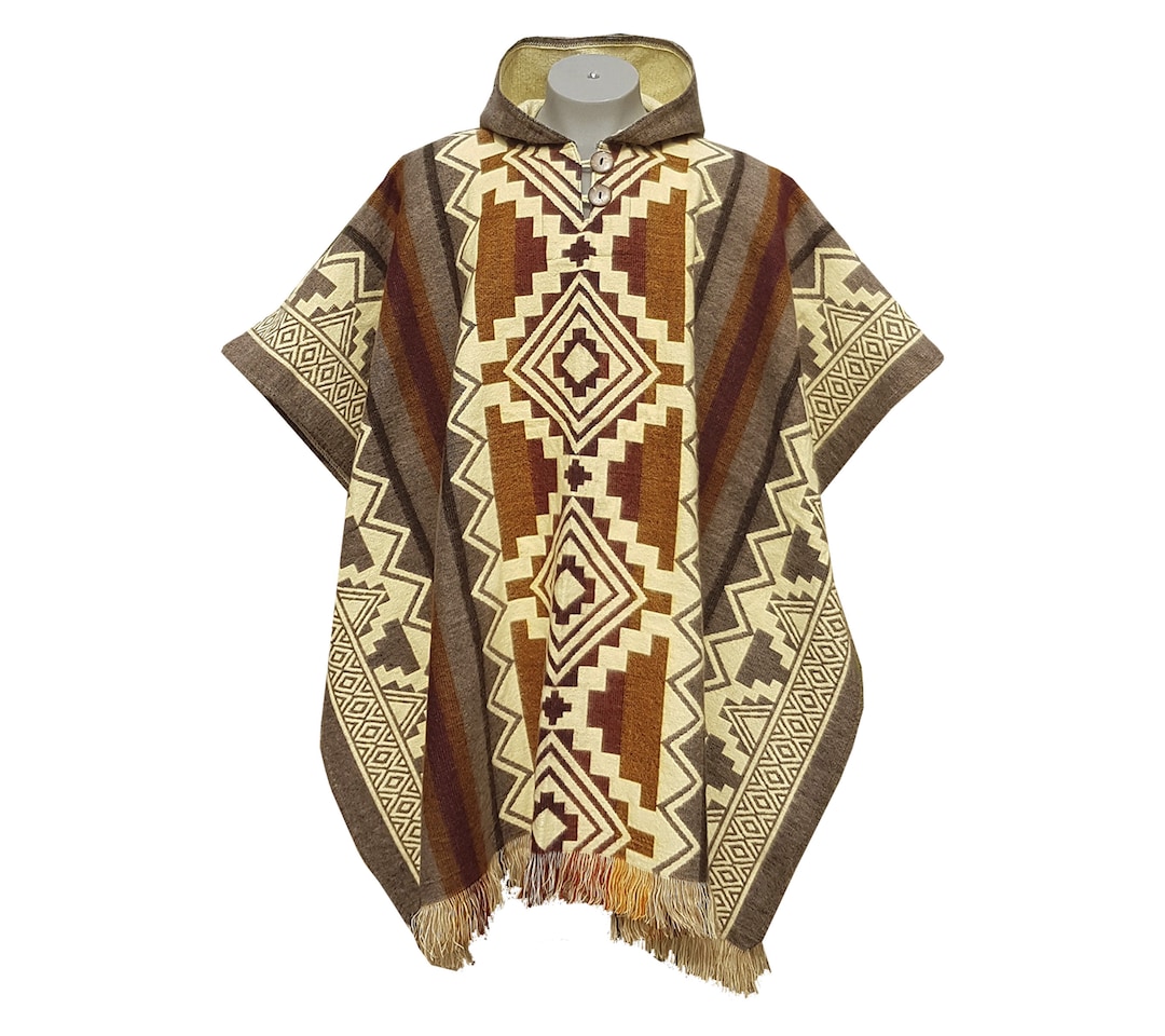 Alpaca Wool Poncho. Geometric Patterns Poncho. Handwoven Poncho. Unisex ...