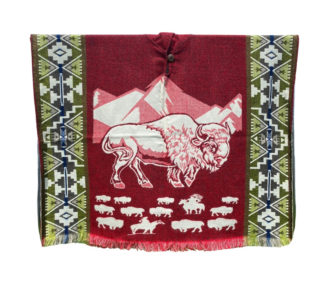 Buffalo Poncho, Alpaca Wool Blend, Handwoven Unisex Poncho - Etsy