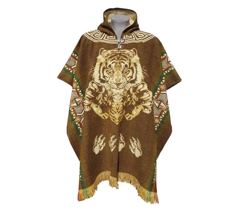 Tiger Poncho. Tiger Face Design. Alpaca Wool Gifts. Adult Size - Etsy