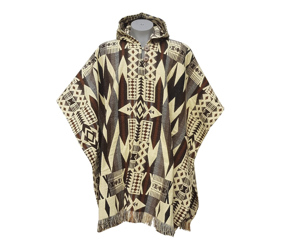 Geometric Pattern Poncho. Nature Inspired Poncho. Alpaca Wool Poncho ...