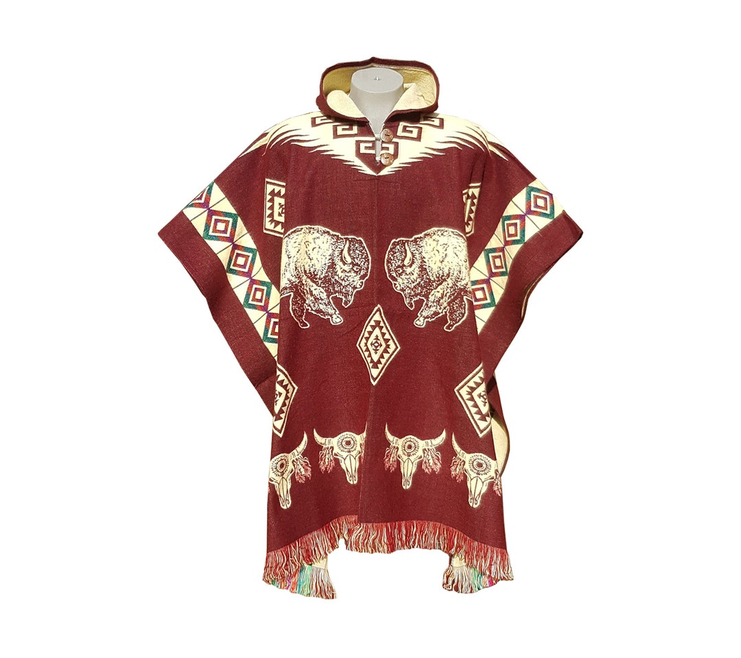 Bison Poncho. Buffalo Poncho. Alpaca Wool Poncho. Hooded Poncho ...