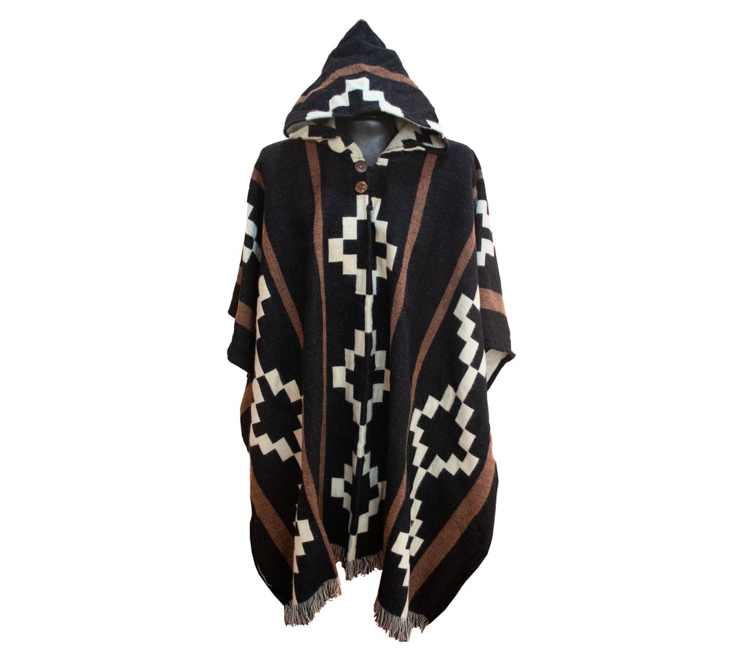 Geometric Poncho. Hand-crafted Poncho. Unisex Poncho. Festival Poncho ...