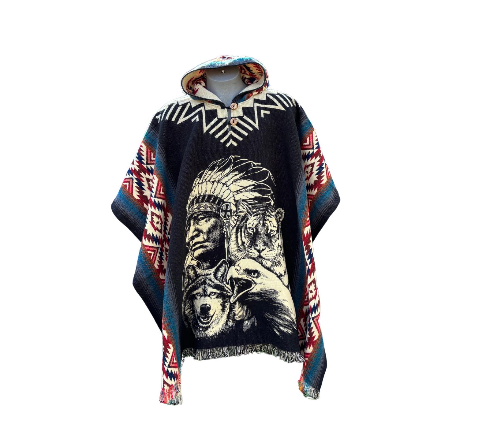 Indian Design Poncho. Native American Design. Alpaca Wool Poncho. Adult ...