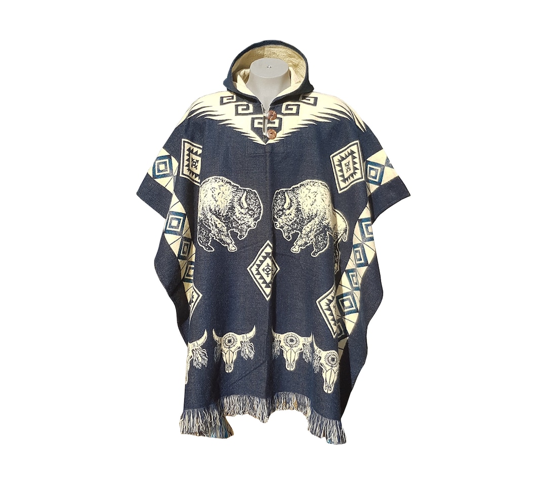 Bison Poncho. Hand Woven Poncho. Buffalo Poncho. Western Style Poncho ...